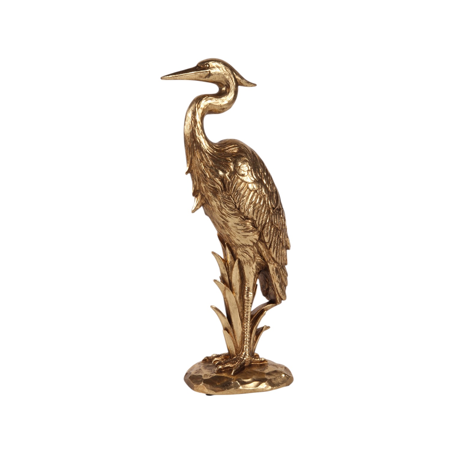Heron Sculpture 28 cm - Gold - Resin - Figuren - Dutch Style