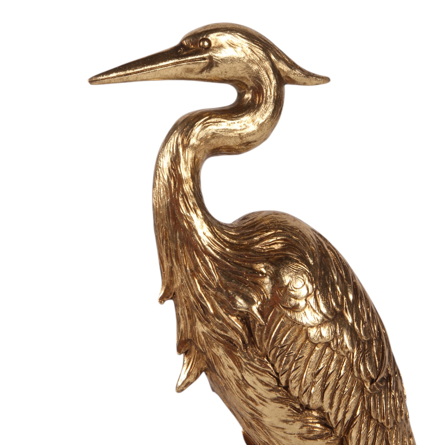 Heron Sculpture 28 cm - Gold - Resin - Figuren - Dutch Style