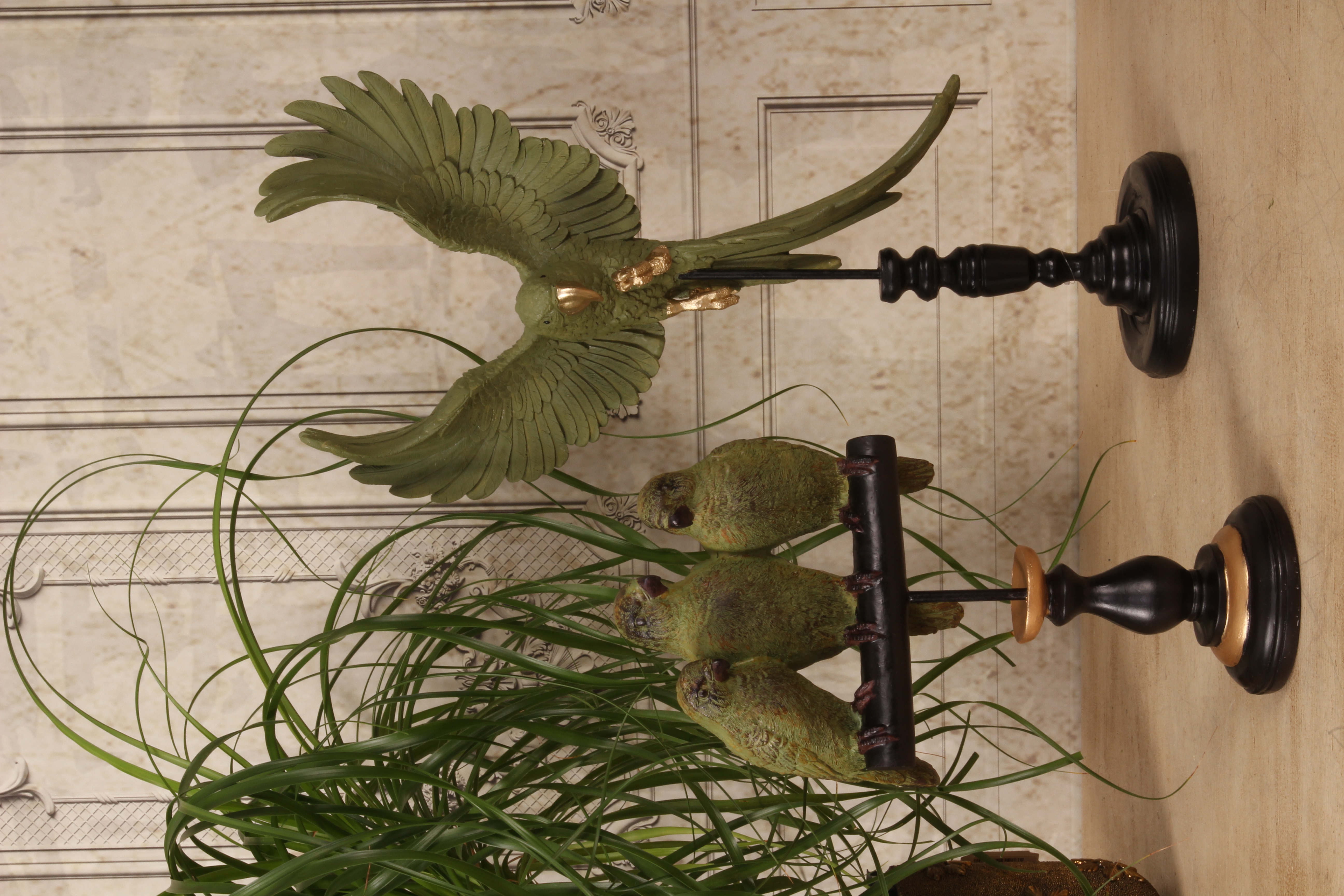 Parrot Figurine on Stand 52.5 cm - Green - New Arrival - Dutch Style